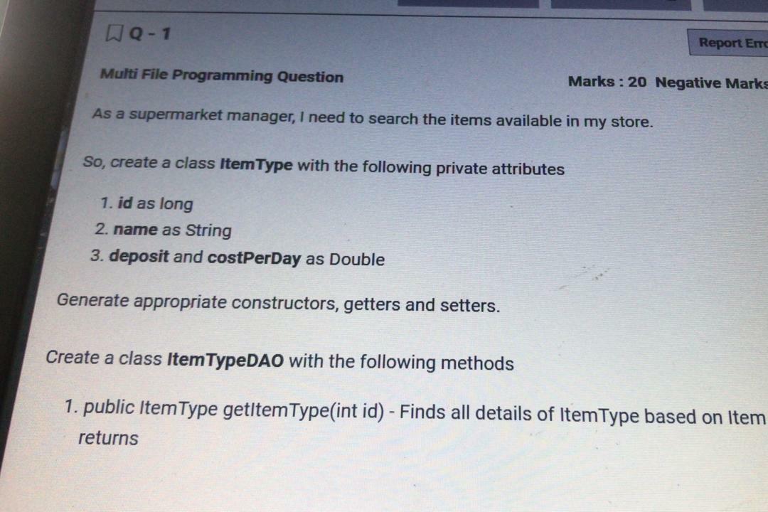 Solved WQ-1 Report Em Multi File Programming Question Marks | Chegg.com