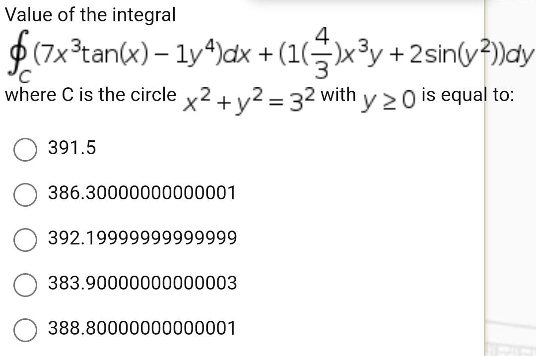 Solved Value of the integral | Chegg.com