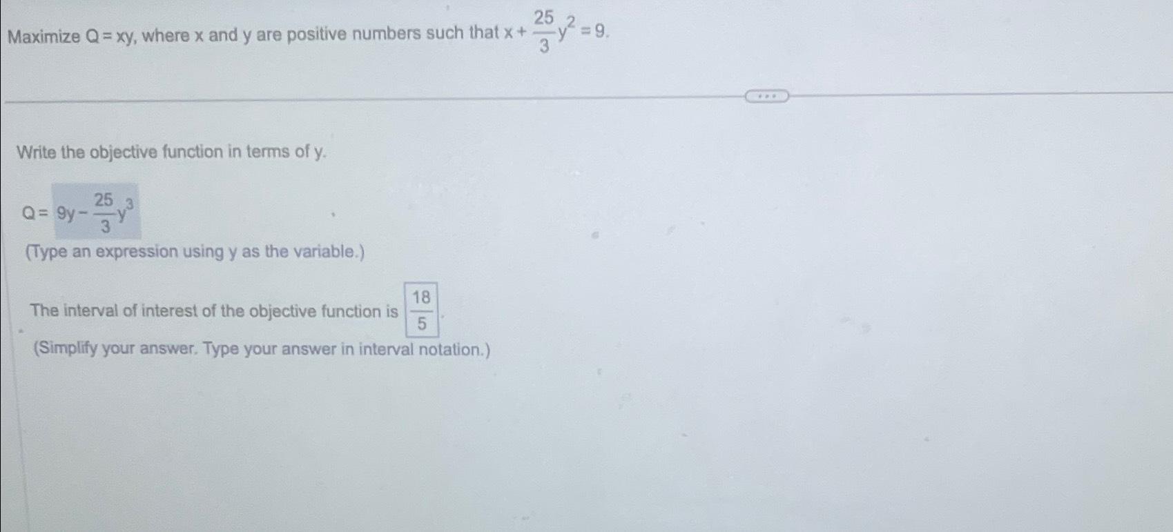 Solved Maximize Q=xy, ﻿where x ﻿and y ﻿are positive numbers | Chegg.com