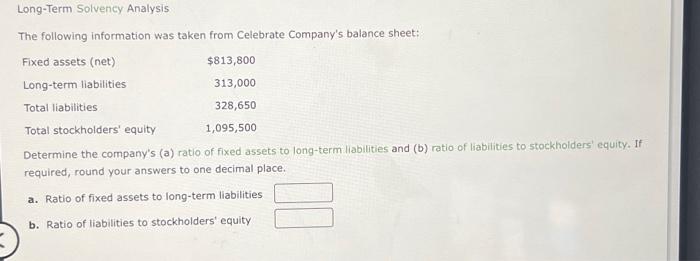 Solved Long-Term Solvency Analysis The following information | Chegg.com