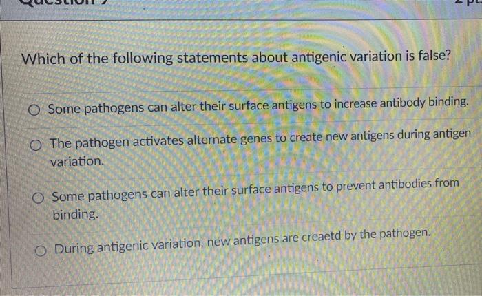 Solved Which of the following statements about antigenic | Chegg.com