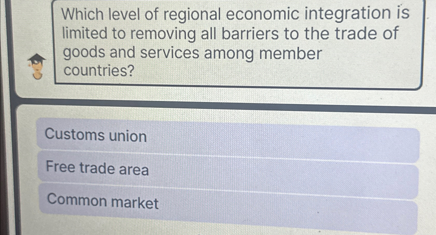 Solved Which level of regional economic integration is | Chegg.com