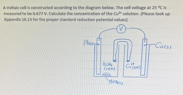 Solved A Voltaic cell is constructed according to the | Chegg.com