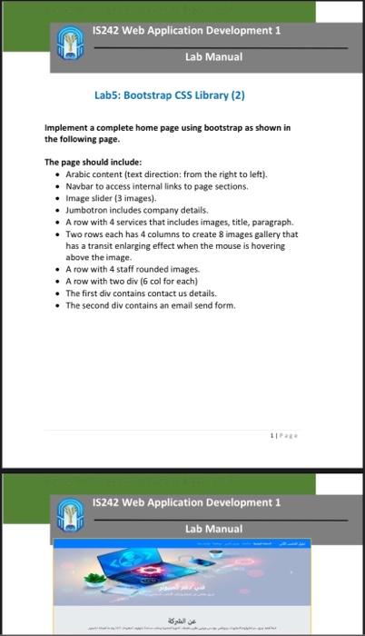 Solved Lab5 Bootstrap Css Library 2 Implement A Complete 