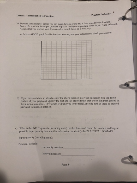 Solved Lesson 1 - Introduction to Functions Practice | Chegg.com