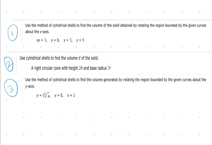 Solved Use the method of cylindrical shells to find the | Chegg.com