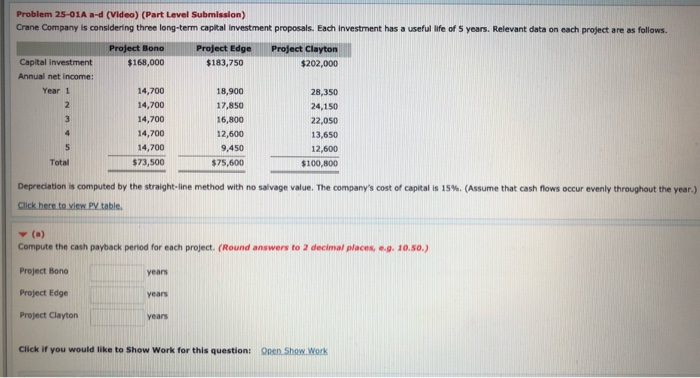 Solved Problem 25-01A a-d (Video) (Part Level Submission) | Chegg.com