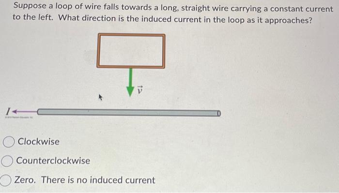 Solved Suppose a loop of wire falls towards a long, straight | Chegg.com