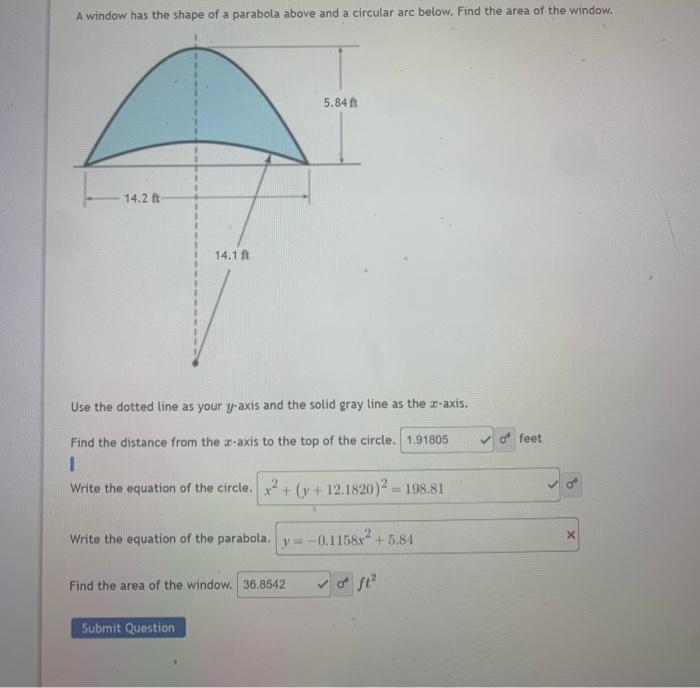 Solved A window has the shape of a parabola above and a | Chegg.com