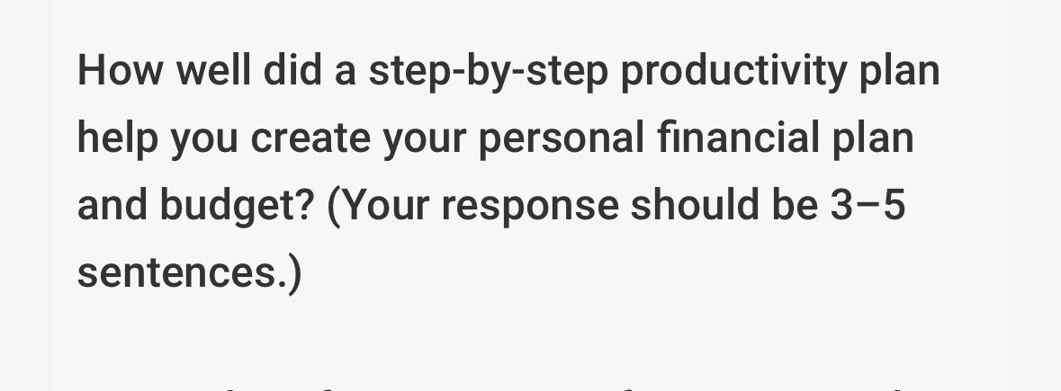Solved How well did a step-by-step productivity plan help | Chegg.com