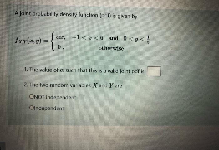 Solved A joint probability density function (pdf) is given | Chegg.com