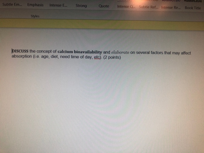 Solved Subtle Em... Emphasis Intense E... Strong Quote | Chegg.com