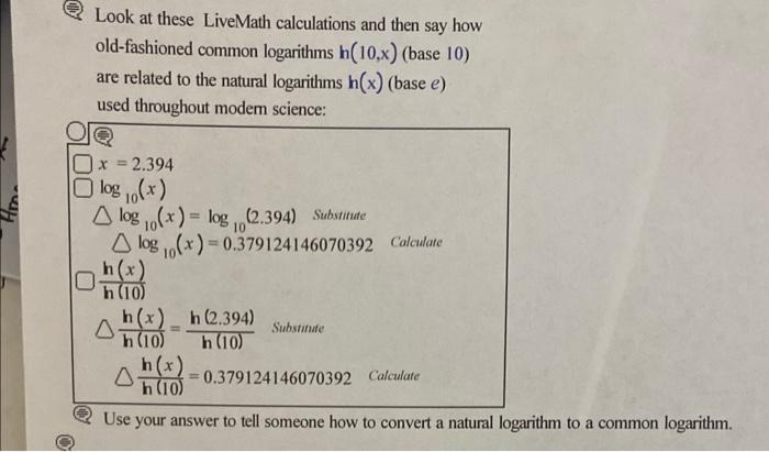 Solved Look at these LiveMath calculations and then say how | Chegg.com