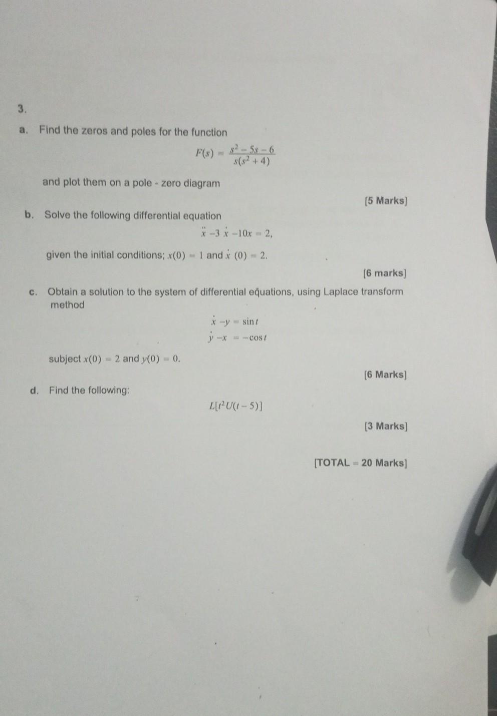 Solved a. Find the zeros and poles for the function | Chegg.com