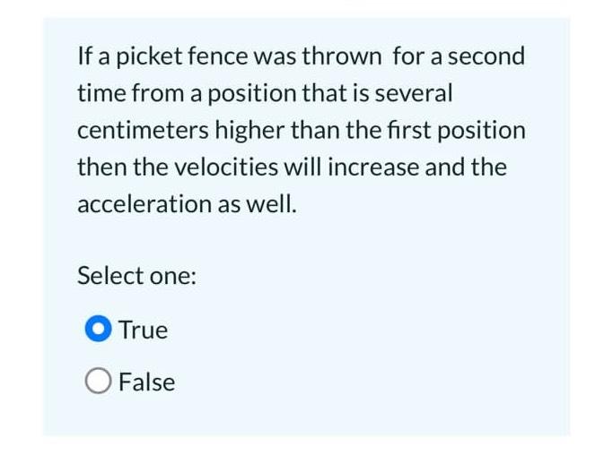 Solved If a picket fence was thrown for a second time from a | Chegg.com