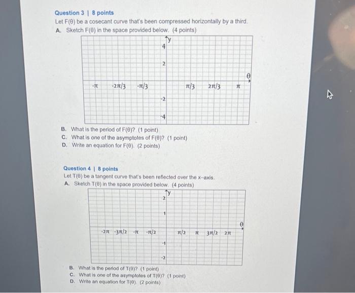 Solved Question 3 | 8 points Let F(θ) be a cosecant curve | Chegg.com