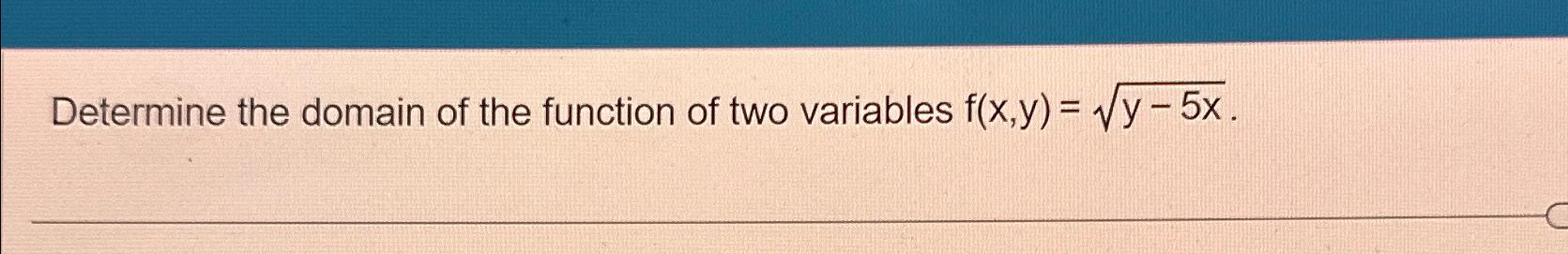 Solved Determine the domain of the function of two variables | Chegg.com