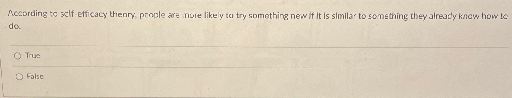 Solved According to self-efficacy theory, people are more | Chegg.com