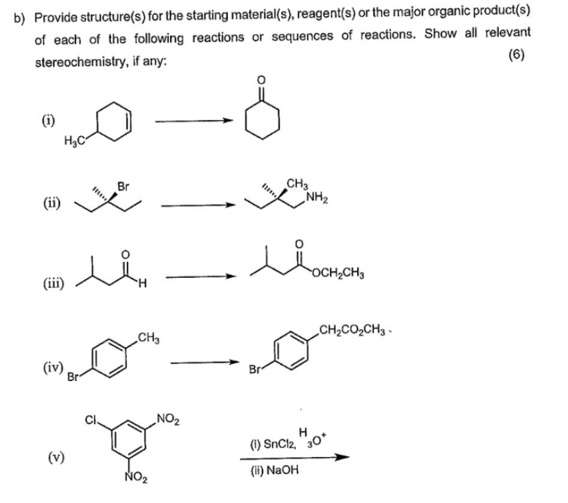Solved b) ﻿Provide structure(s) ﻿for the starting | Chegg.com