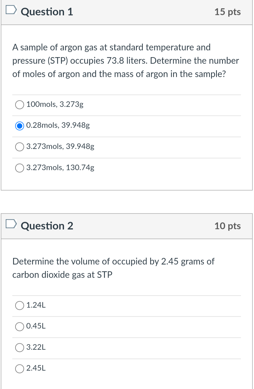 Solved A sample of argon gas at standard temperature and | Chegg.com