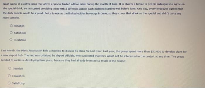 Solved Decision making involves many behavioral aspects, | Chegg.com