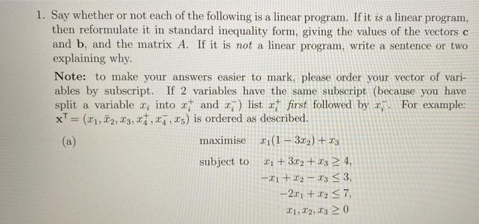 Solved a 1. Say whether or not each of the following is a | Chegg.com