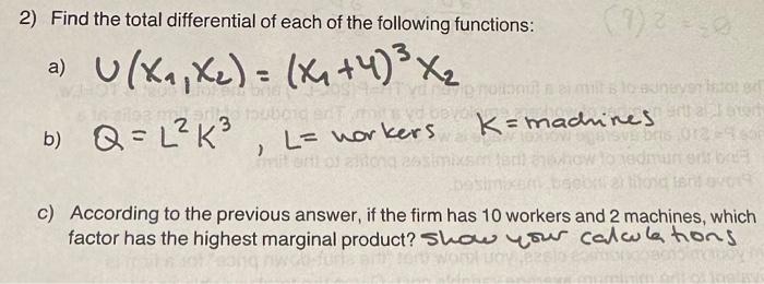 Solved Find the total differential of each of the following | Chegg.com