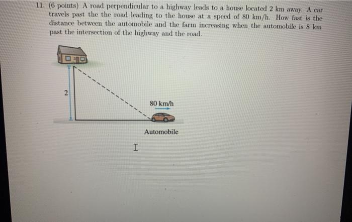 Solved 11. (6 points) A road perpendicular to a highway | Chegg.com