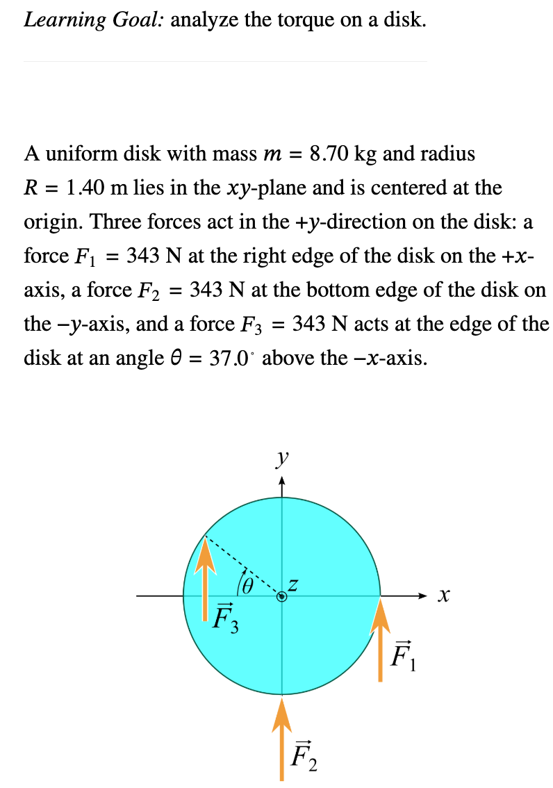 Solved Learning Goal: analyze the torque on ﻿a disk.A | Chegg.com