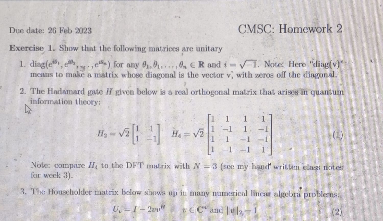 Solved Due date: 26 ﻿Feb 2023CMSC: Homework 2Exercise 1. | Chegg.com