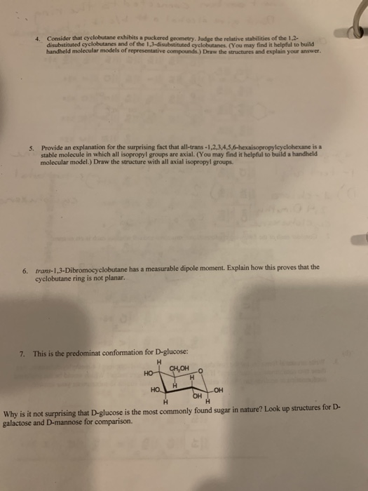 Solved Consider that cyclobutane exhibits a puckered | Chegg.com