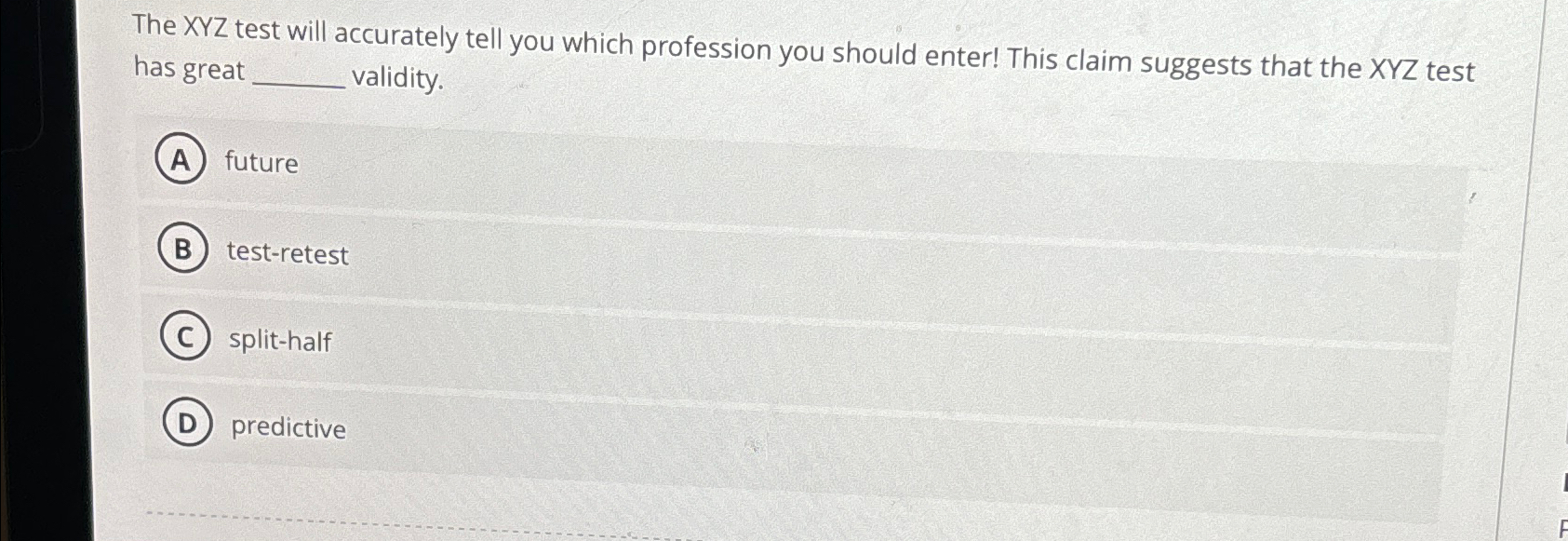 Solved The XYZ test will accurately tell you which | Chegg.com