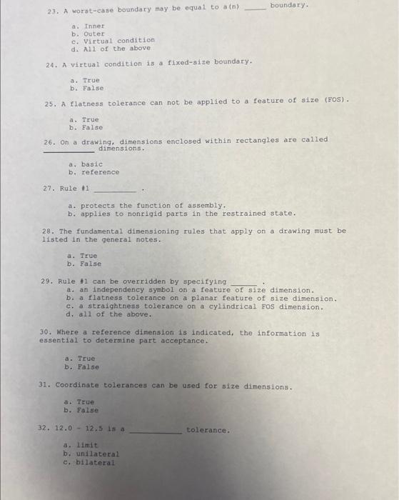 Solved 23. A worst-case boundary may be equal to a (n) | Chegg.com