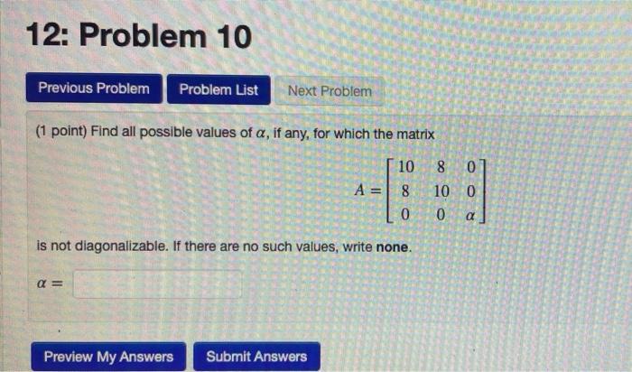Solved 12: Problem 10 Previous Problem Problem List Next | Chegg.com