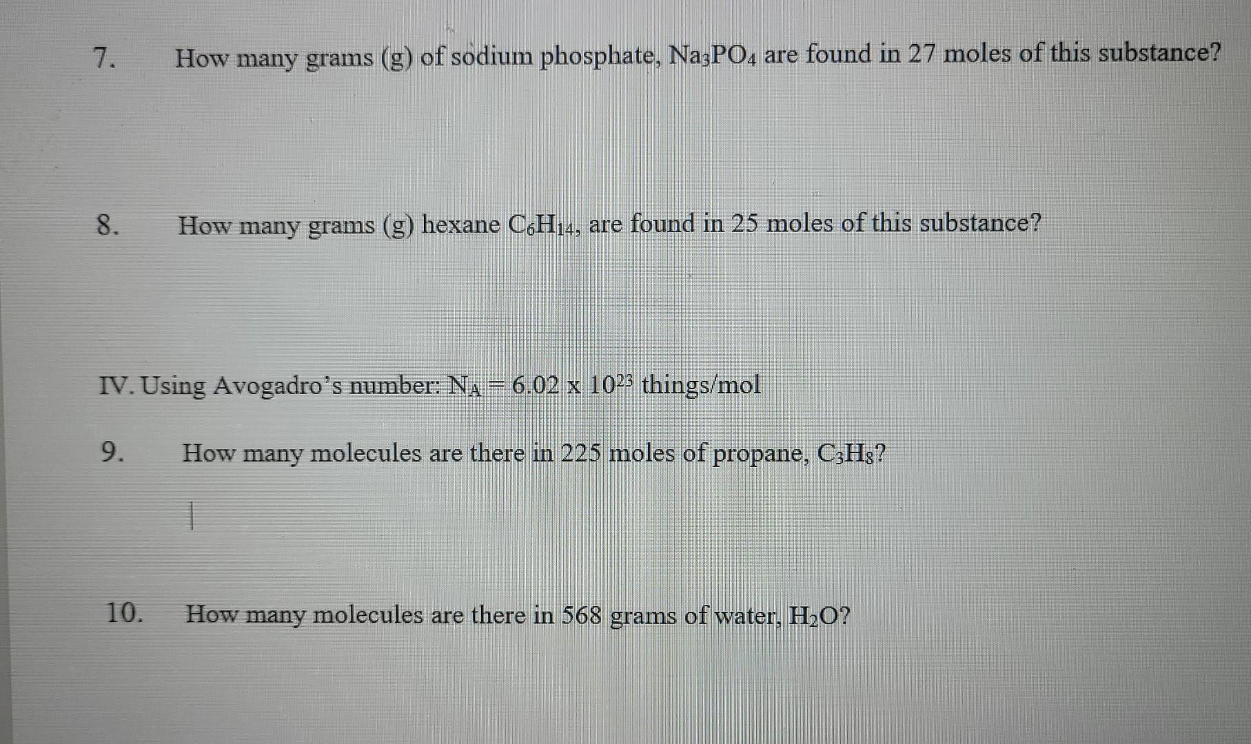 Solved 7. How many grams (g) of sodium phosphate, Na3PO4 are | Chegg.com