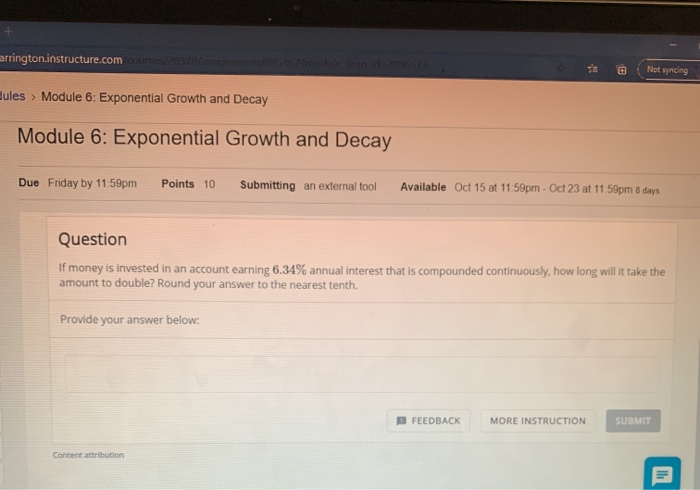 Solved arrington.instructure.com/23/B II Not syncing ules > | Chegg.com