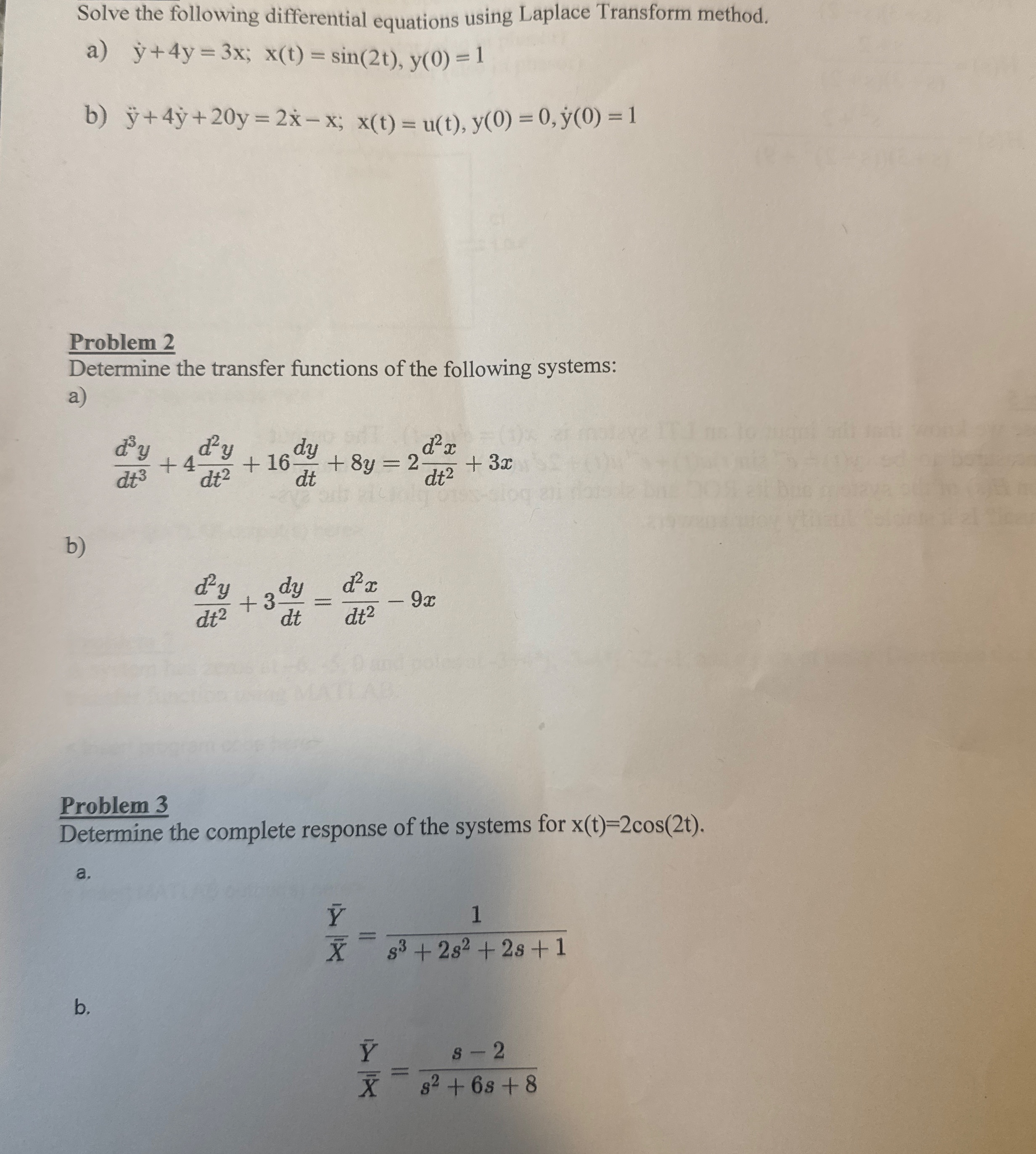 Solve the following differential equations using | Chegg.com