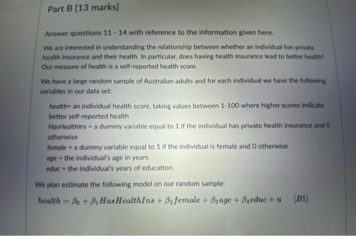 Solved Answer questions 11 - 14 with reference to the | Chegg.com