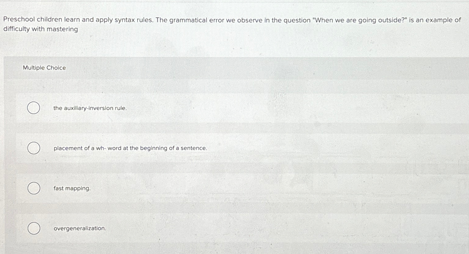 Solved Preschool children learn and apply syntax rules. The | Chegg.com