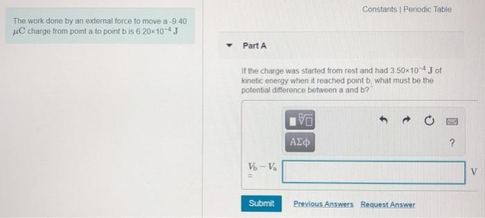 Solved Constants Penodic Table The work done by an external | Chegg.com