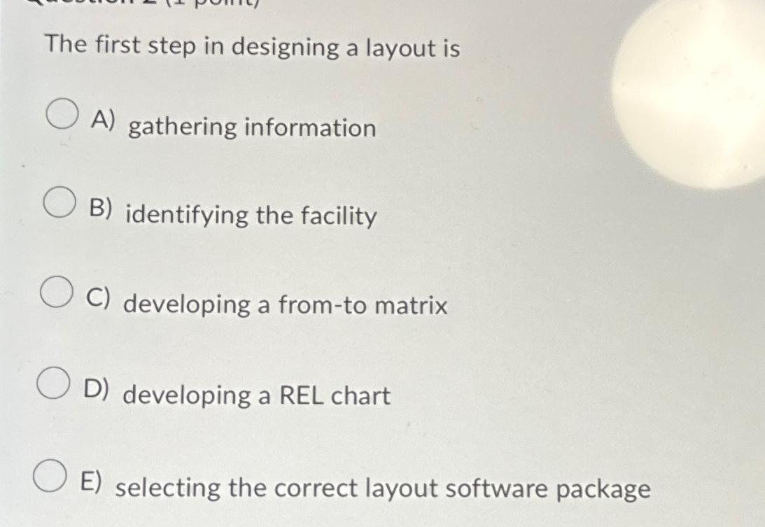 Solved The first step in designing a layout isA) ﻿gathering | Chegg.com