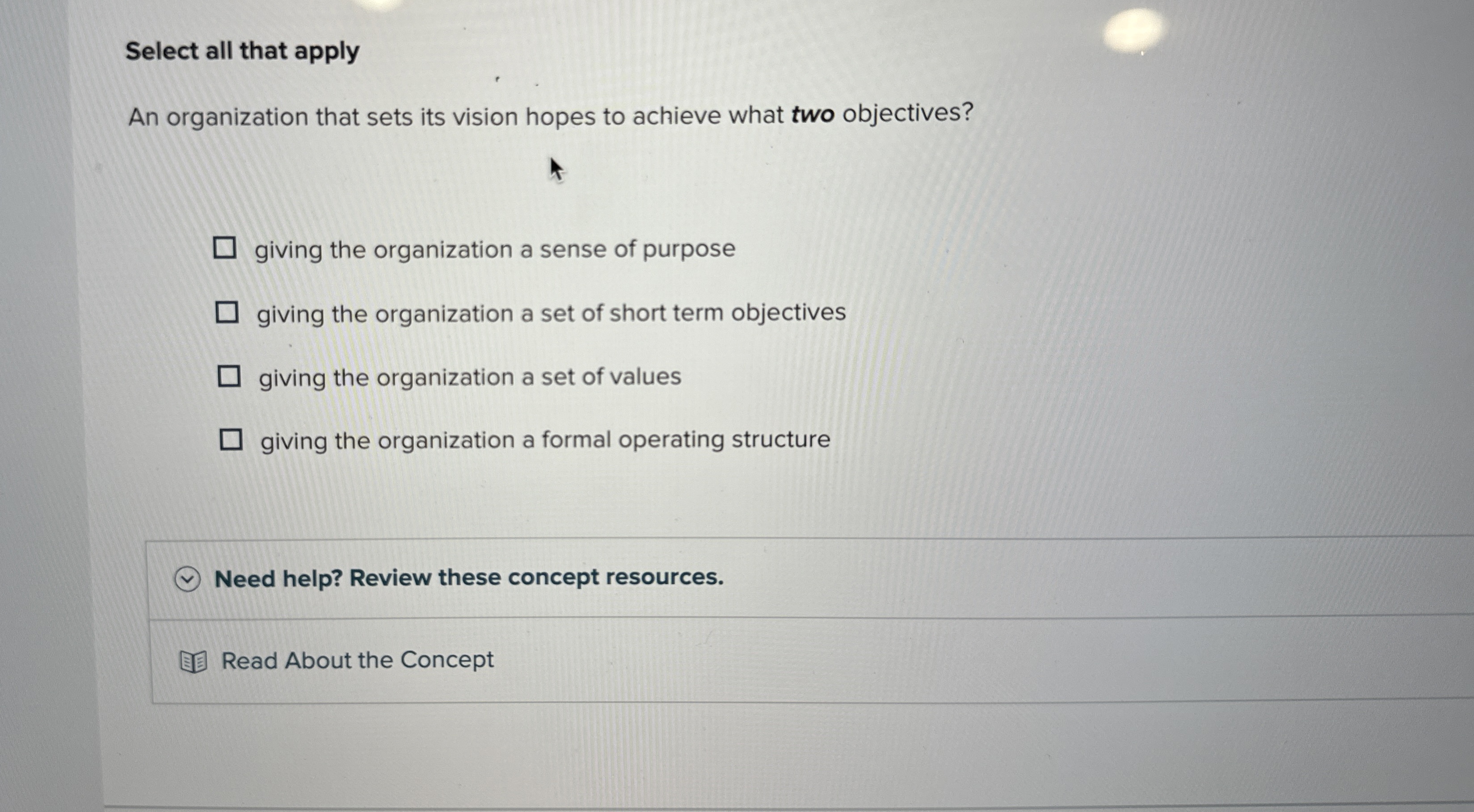 Solved Select all that applyAn organization that sets its | Chegg.com