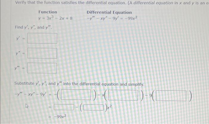 Solved Verify that the function satisfies the differential | Chegg.com