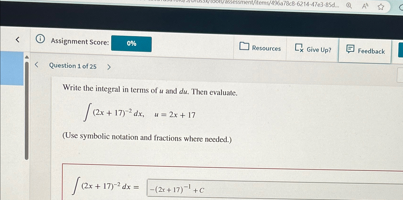 Solved Assignment Score:ResourcesGive Up?FeedbackQuestion 1 | Chegg.com
