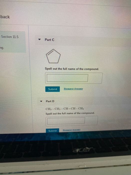 Solved on 11.5 Part A H2C=CH-CH2 - CH3 Spell out the full | Chegg.com