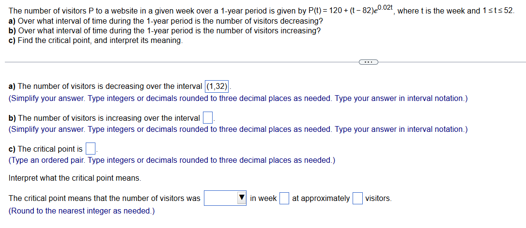 Solved by an EXPERT The number of visitors P to a website in a given week | Chegg.com