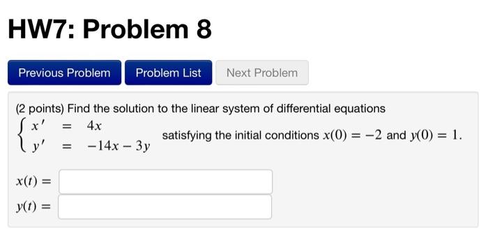 Solved HW7: Problem 8 Previous Problem Problem List Next | Chegg.com