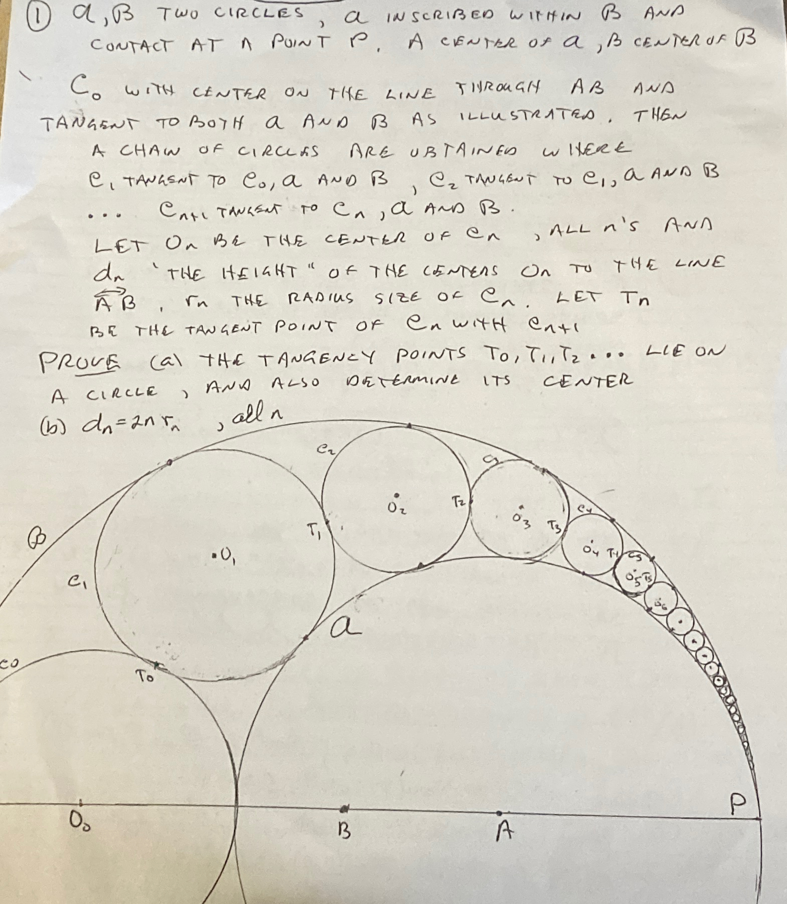 Solved (1) α,B ﻿TwO CIRCLES, a INSCRIBED WITHIN B ANACO WITH | Chegg.com