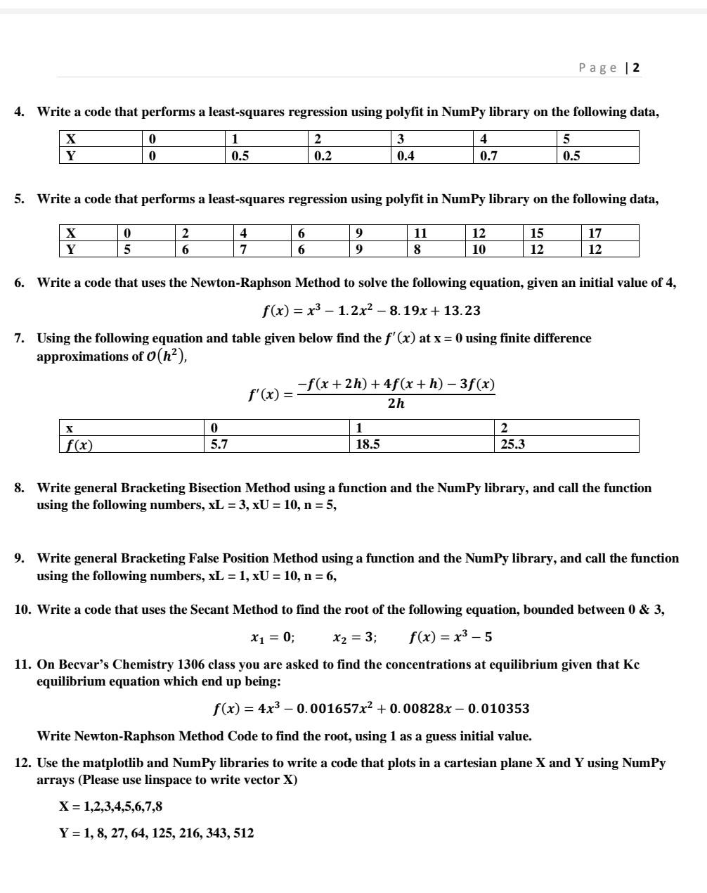 Solved 4. Write a code that performs a least-squares | Chegg.com