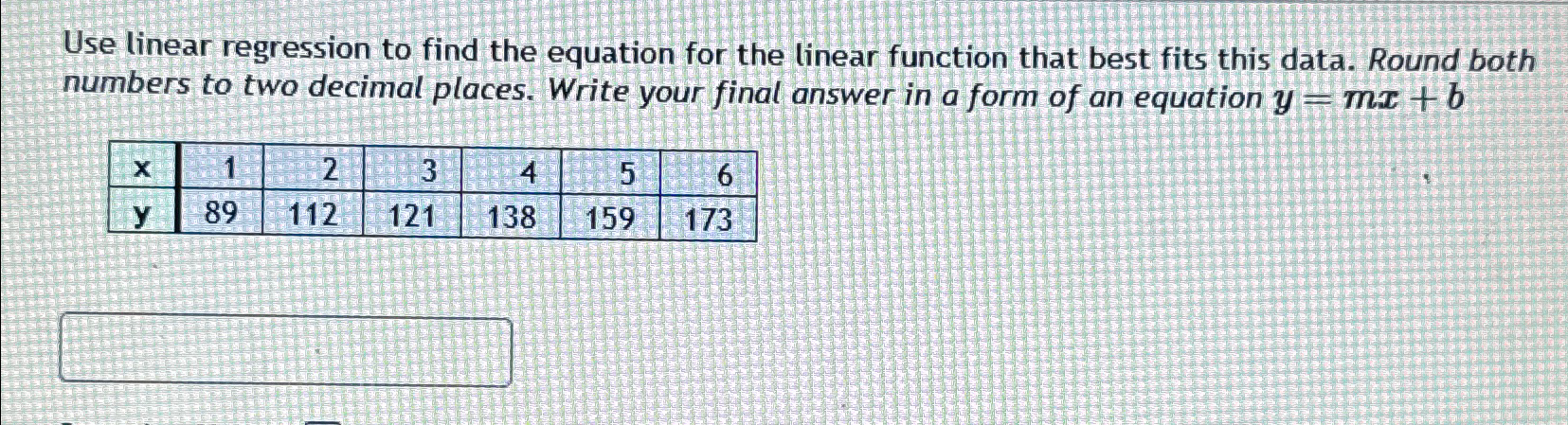 Solved Use linear regression to find the equation for the | Chegg.com